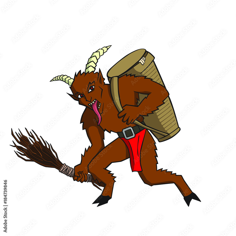 Krampus Cartoon Christmas Illustration Stock Vector | Adobe Stock
