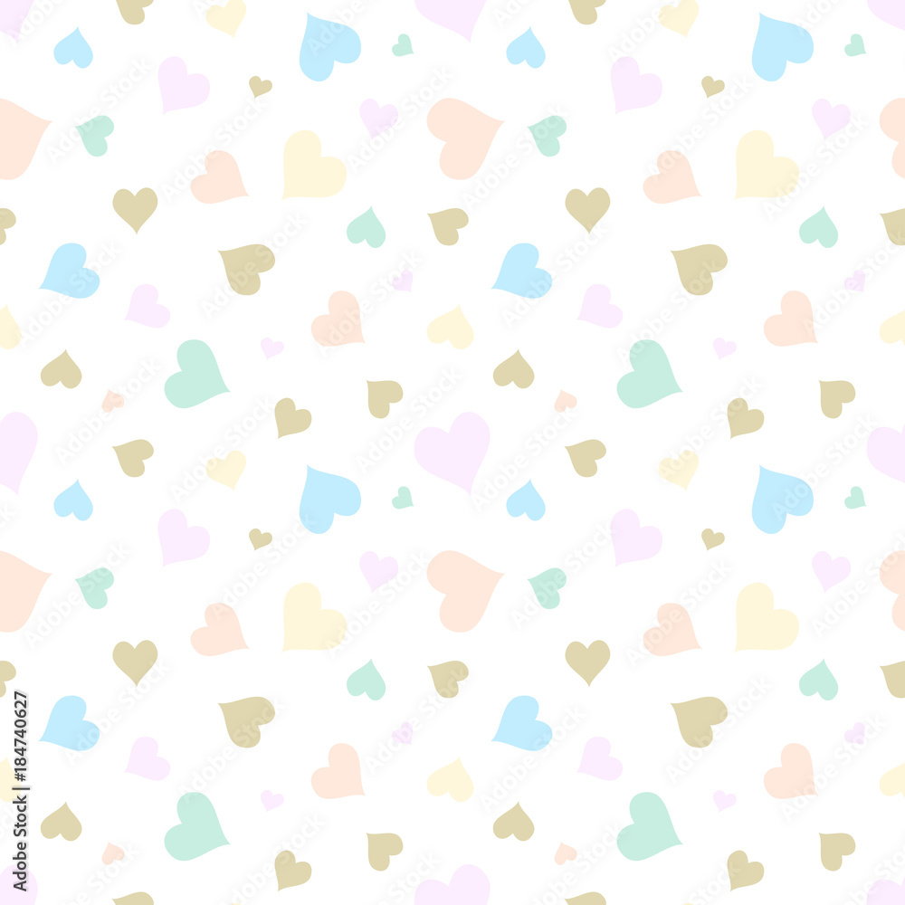 Vector seamless background with pastel color retro heart. Stock Vector ...