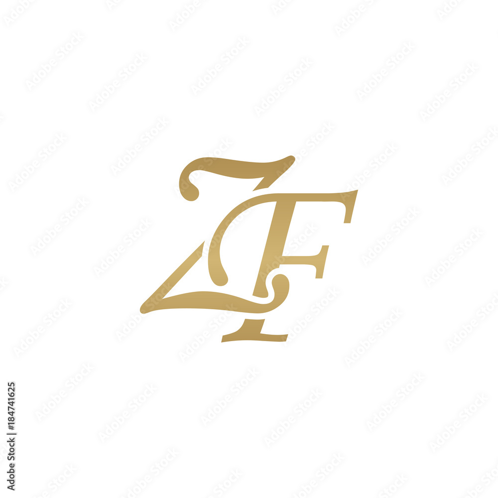 Initial letter ZF, overlapping elegant monogram logo, luxury golden ...