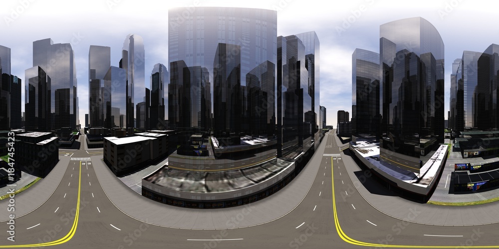 Panorama of the city. Environment map. HDRI map. Equirectangular ...