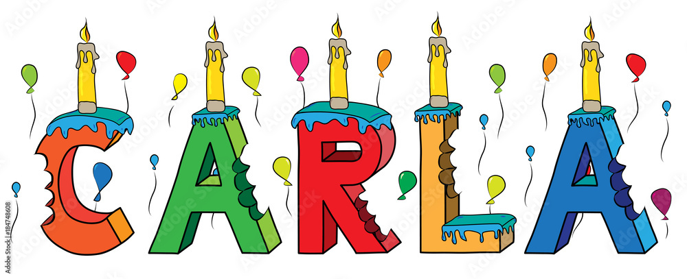 Carla female first name bitten colorful 3d lettering birthday cake with ...