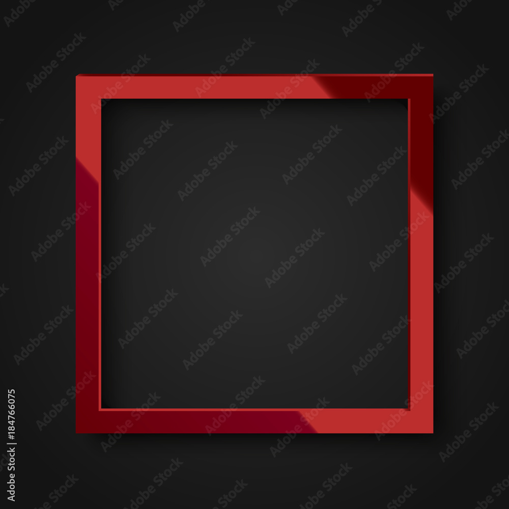 Realistic square shiny red frame for your design, poster or greeting ...
