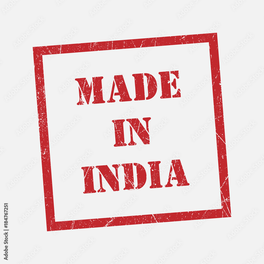 made in India text rubber seal stamp watermark. Caption inside rounded ...