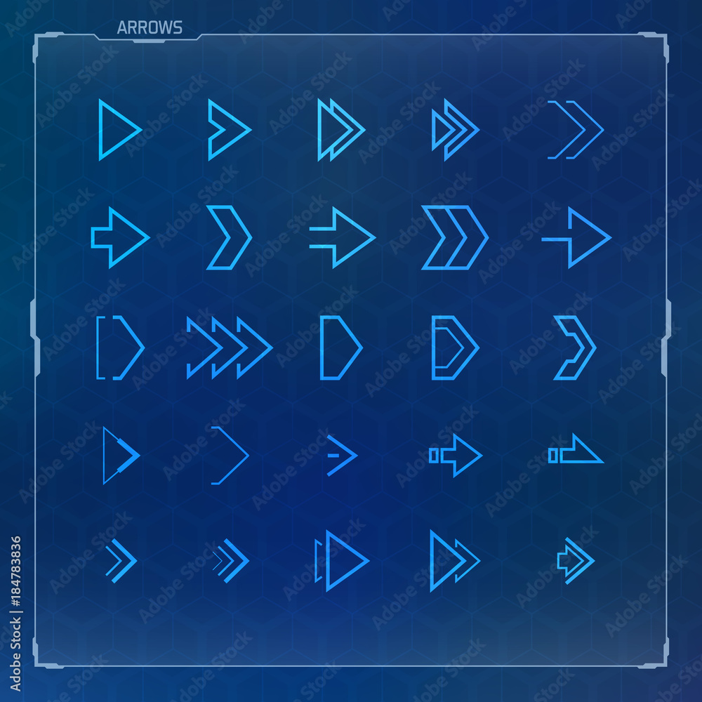 Vector Futuristic Arrow Icons Set Stock Vector | Adobe Stock