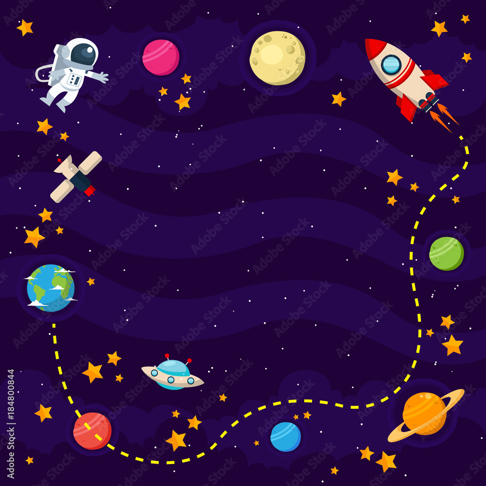 Poster Modern Space Theme Copyspace Banner Template Card Illustration ...