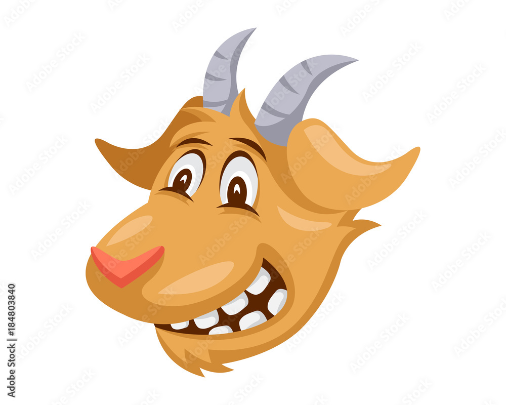 Cute Goat Face Emoticon Emoji Expression Illustration - Loud Out Laugh ...