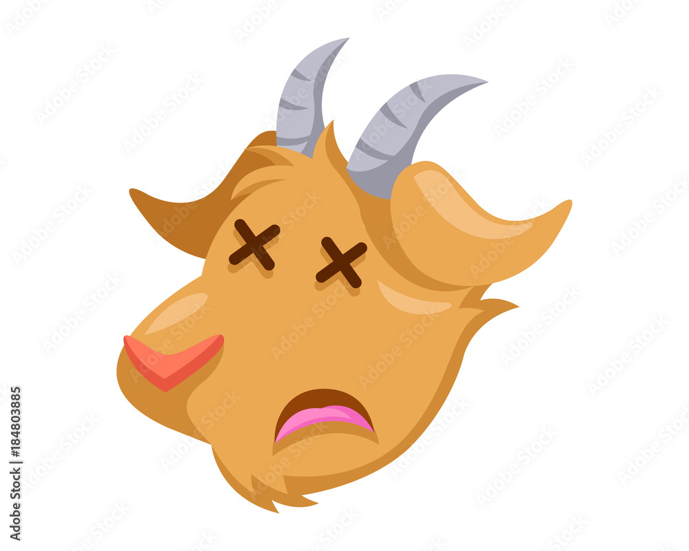 Cute Goat Face Emoticon Emoji Expression Illustration - Embarrassed ...