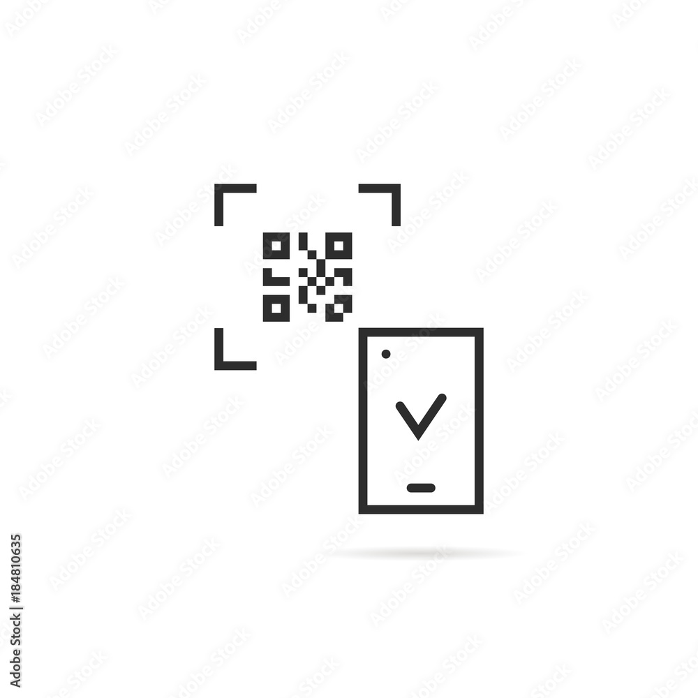 black thin line qr code scanning on white background Stock Vector ...
