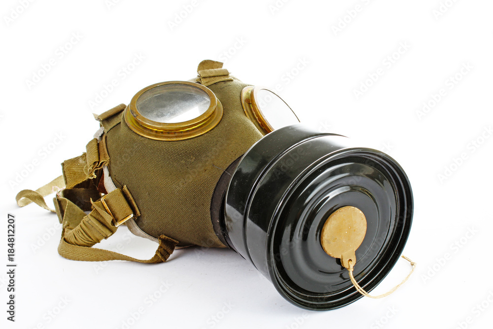 Gas mask from ww2 real war. Used vintage green and black gas mask can ...
