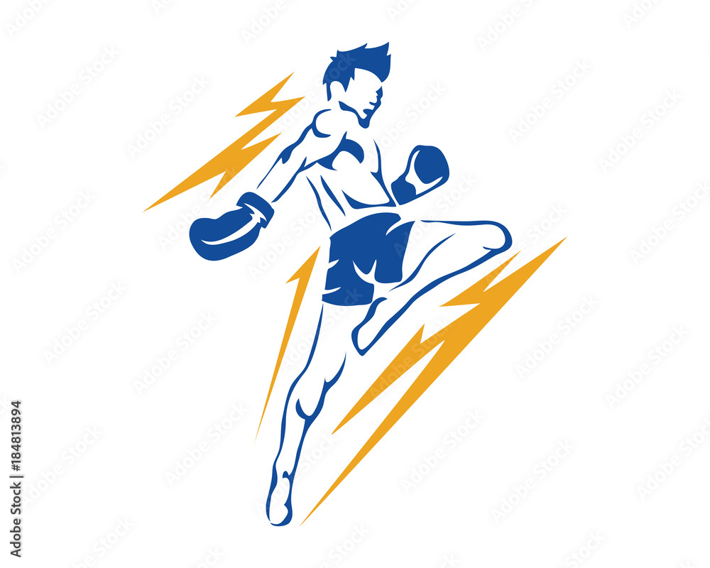 Modern Aggressive Mixed Martial Arts Sports Athlete in Action Logo ...