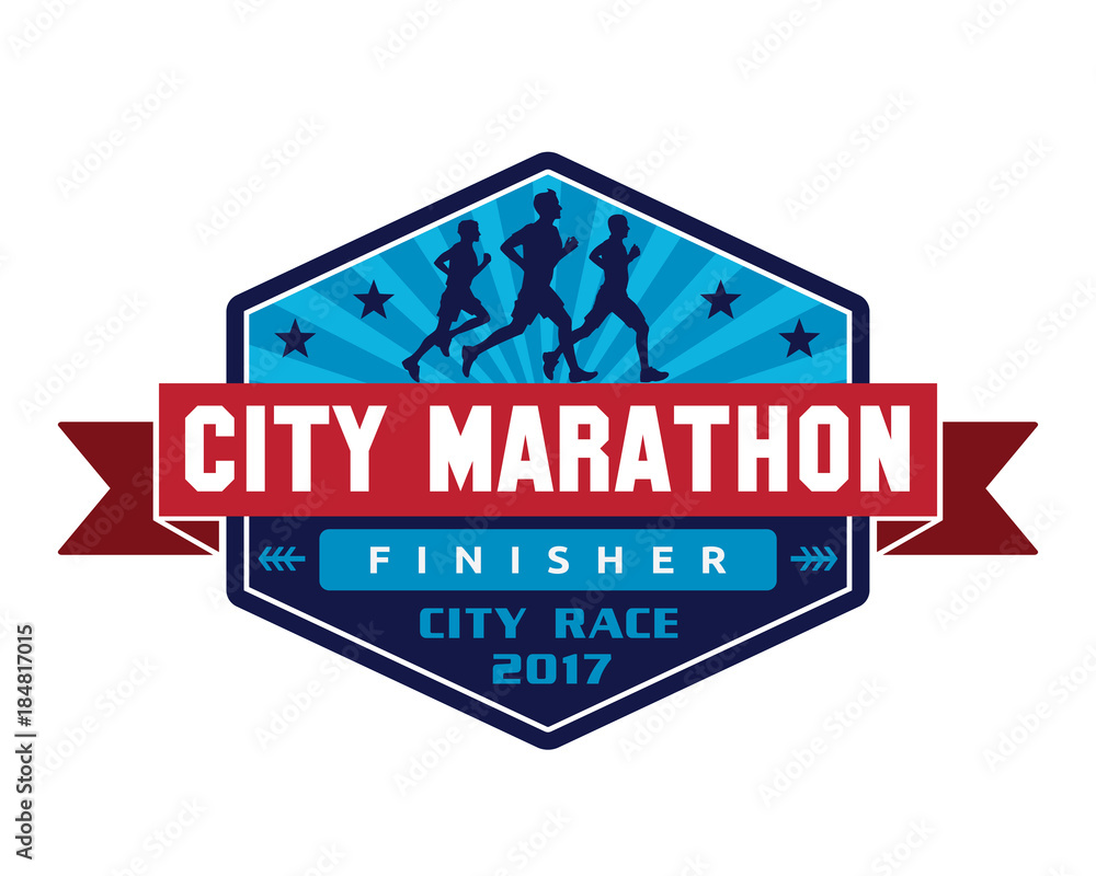 Modern Urban Marathon Badge Logo Emblem Illustration Stock Vector ...