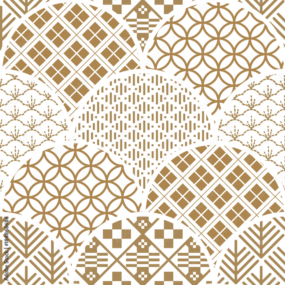 Japanese pattern vector. Gold curve background texture in wave, curve ...