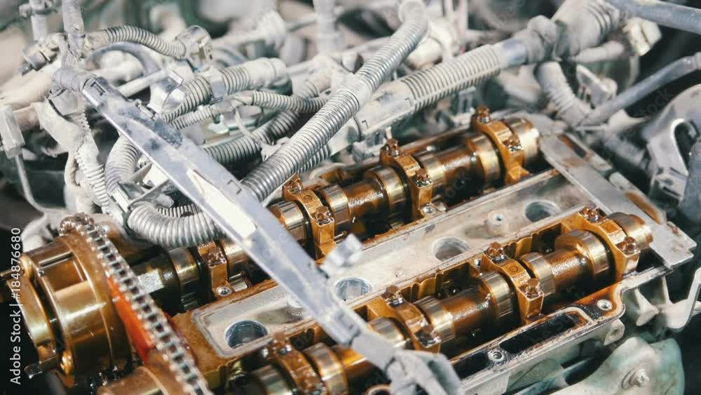 The internal combustion engine, disassembled, repair at car service ...
