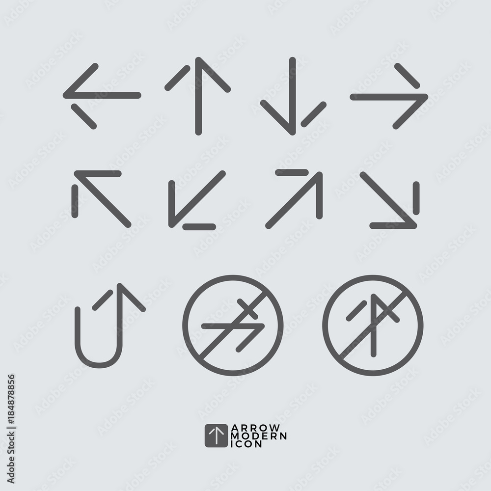 Arrow Icon Modern flat style isolated on grey background. Arrows Design ...