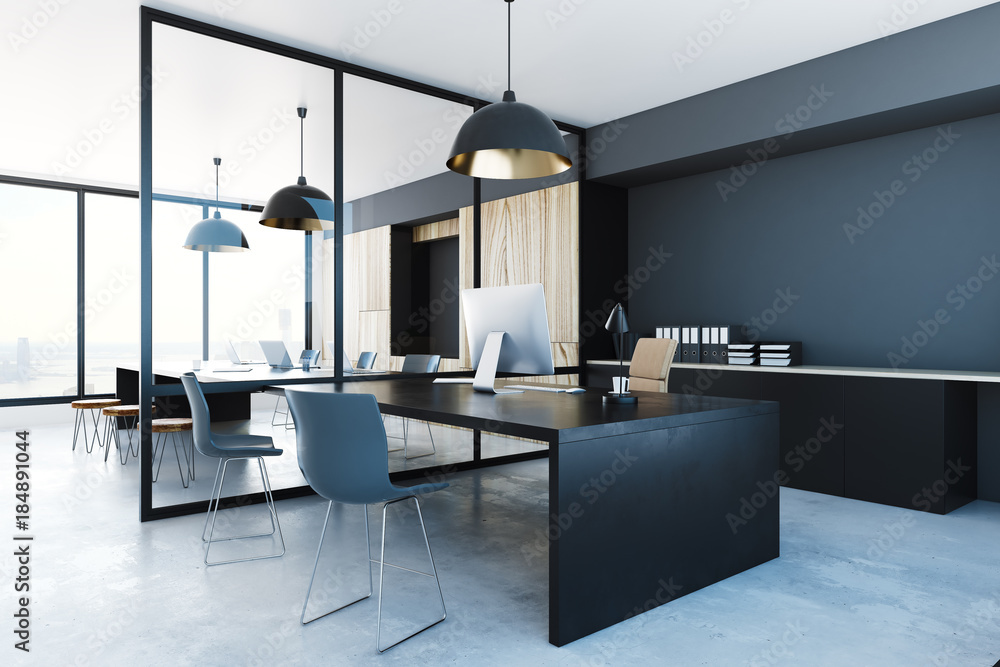 Dark office interior Stock Illustration | Adobe Stock