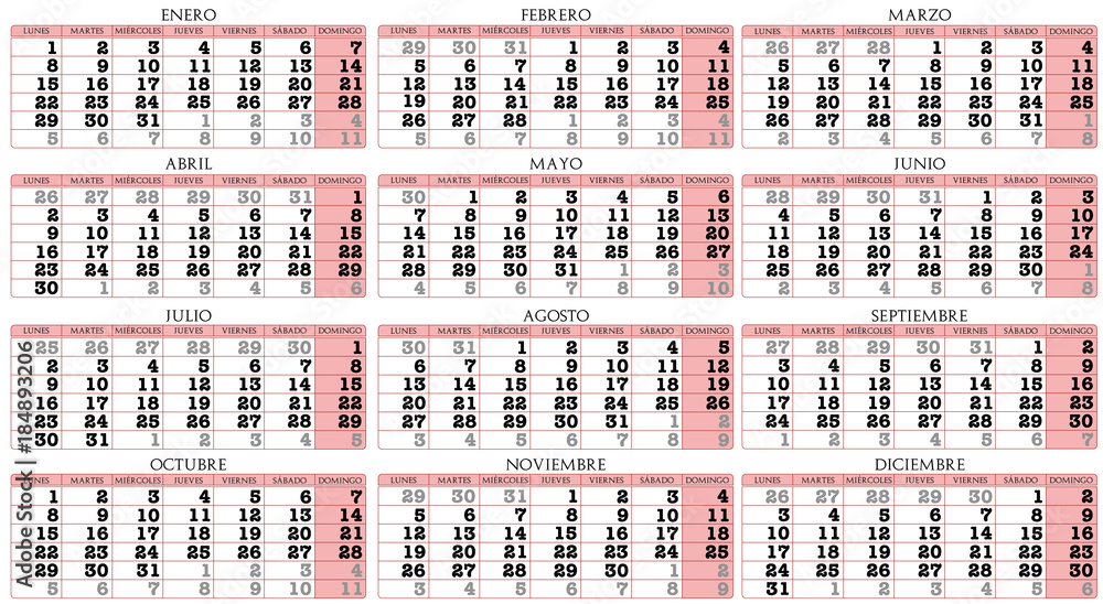 Calendario En Espanol
