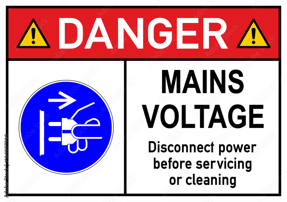 ks262 Combination Shield - english: safety signs: Danger - Mains ...
