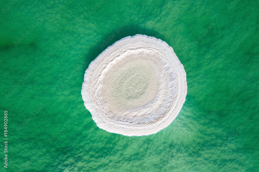 Aerial image of Round shaped Salt deposits in the heart of the Dead Sea ...