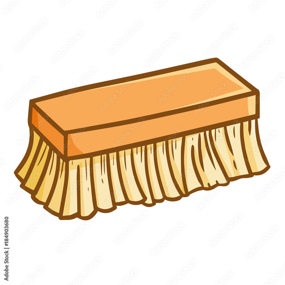 Funny and cute scrub brush for cleaning the house - vector. Stock ...
