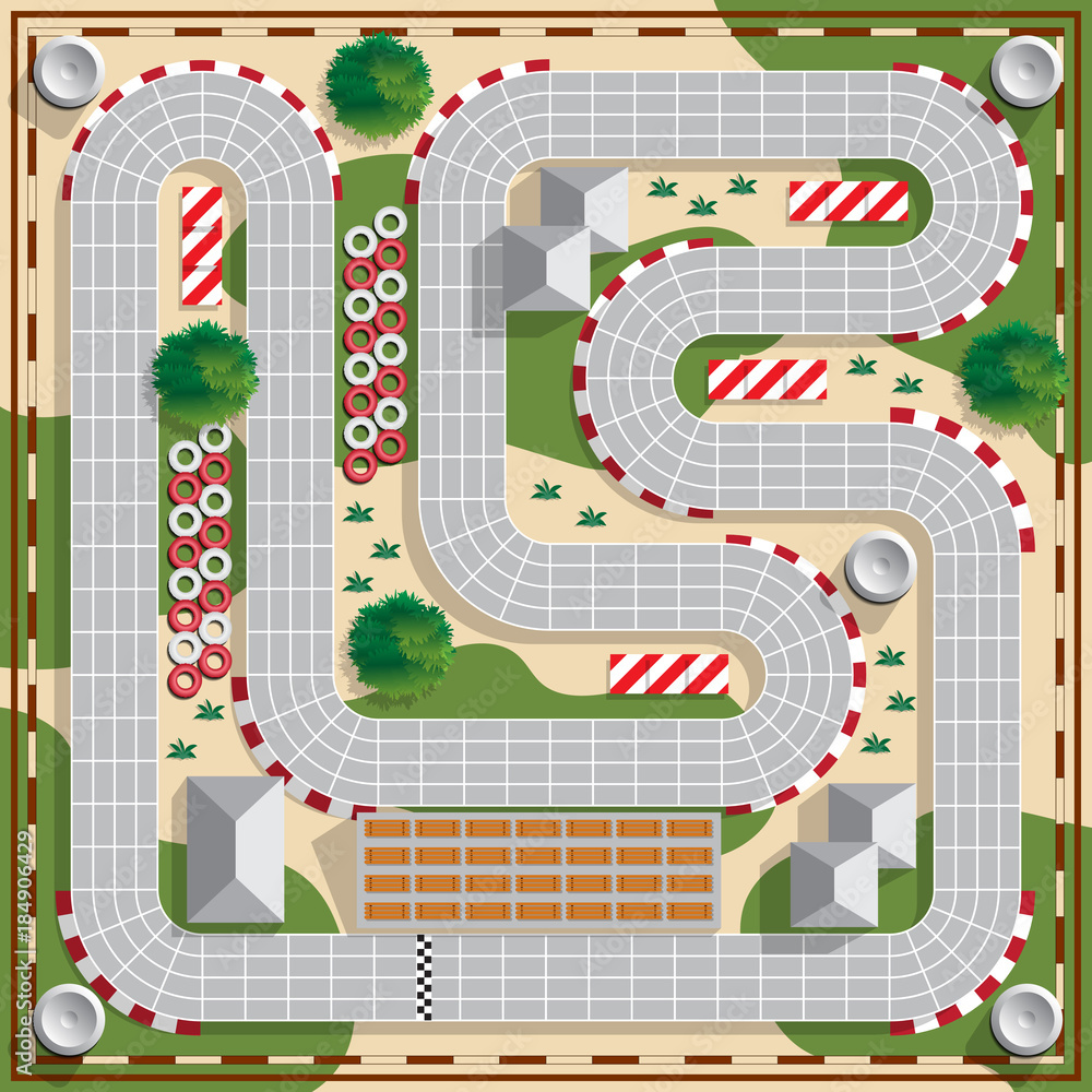Speedway. Board game. View from above. Vector illustration. Stock ...