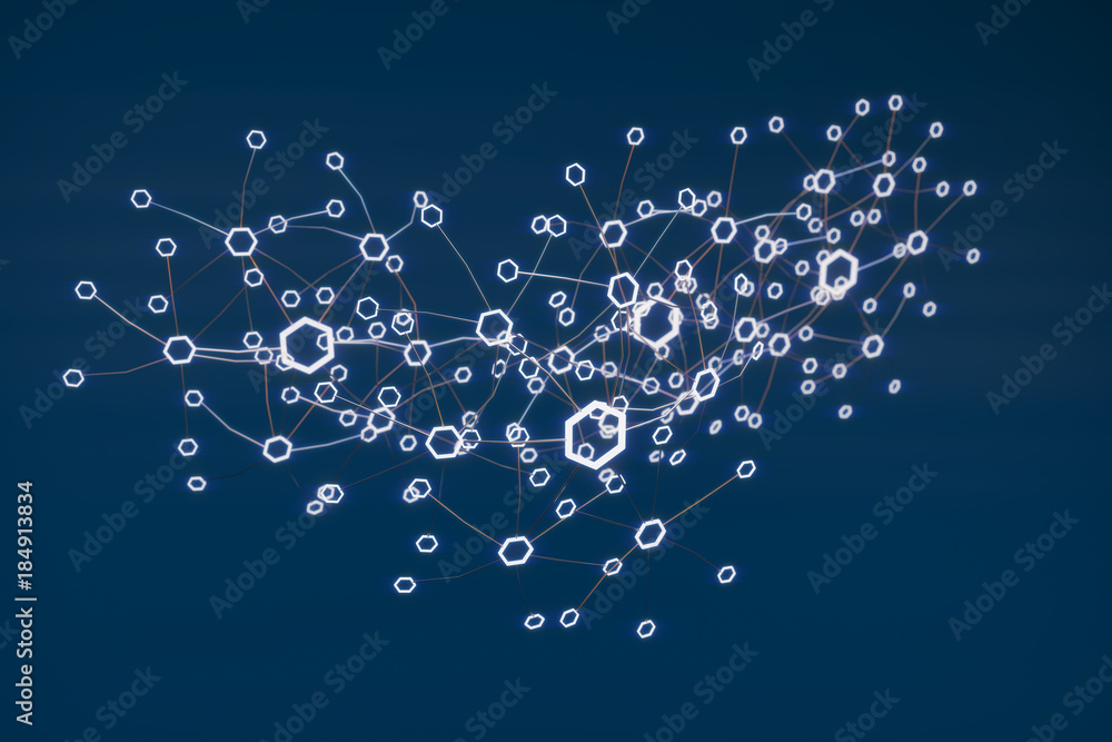 Blockchain network concept. 3d illustration Stock Illustration | Adobe ...