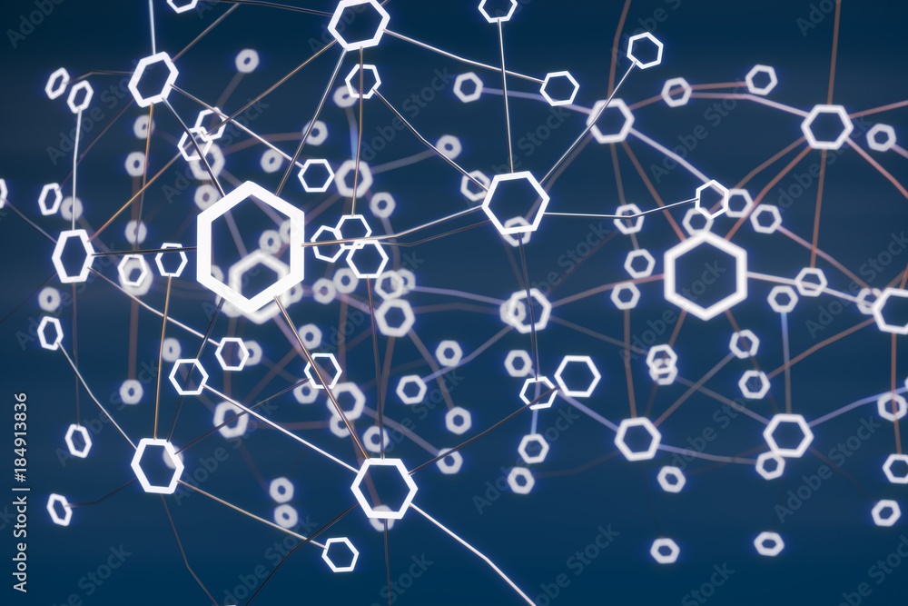 Blockchain network concept. 3d illustration Stock Illustration | Adobe ...