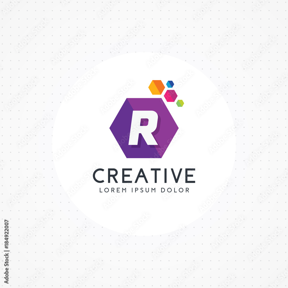 Creative hexagonal letter R logo, Letter R logo design vector with ...