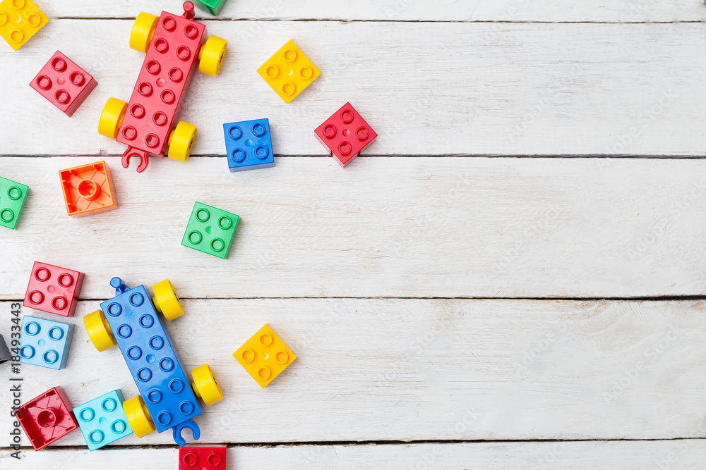 Multi-colored toy designer for games. Copy space Stock Photo | Adobe Stock