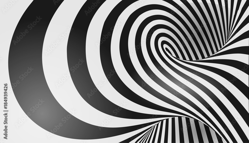 Vector optical illusion black and white twisted stripes abstract ...