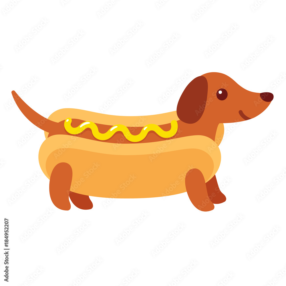 Hot dog dachshund puppy Stock Vector | Adobe Stock