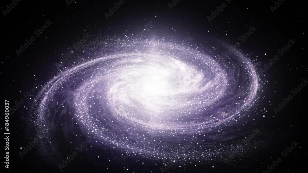 Spiral Milky Way galaxy rotating in space filled with stars and nebulas ...