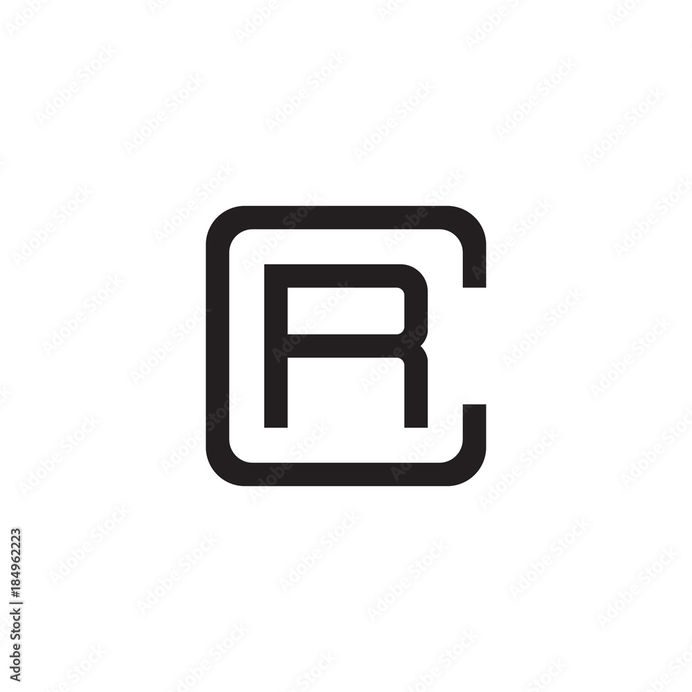 Initial letter C and R, CR, RC, overlapping R inside C, line art logo ...