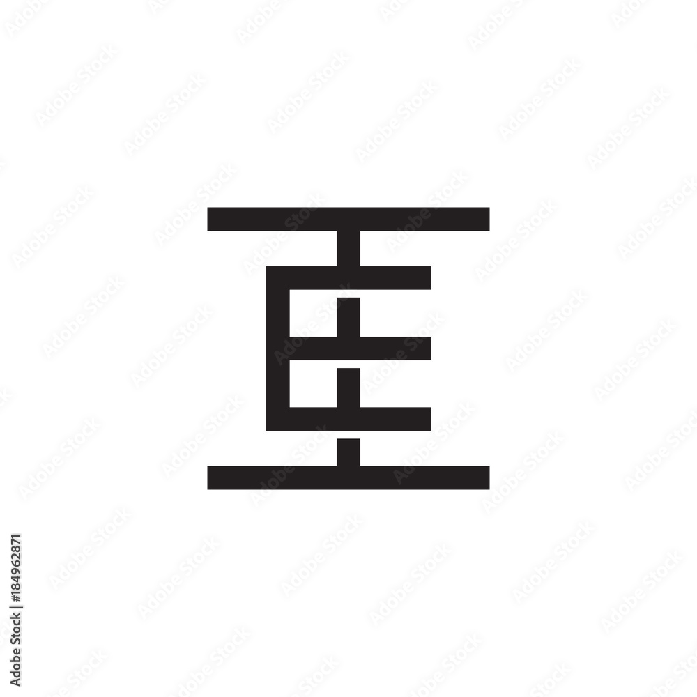 Initial letter I and E, IE, EI, overlapping E inside I, line art logo ...