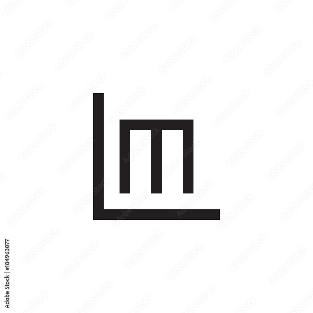 Initial letter L and M, LM, ML, overlapping M inside L, line art logo ...