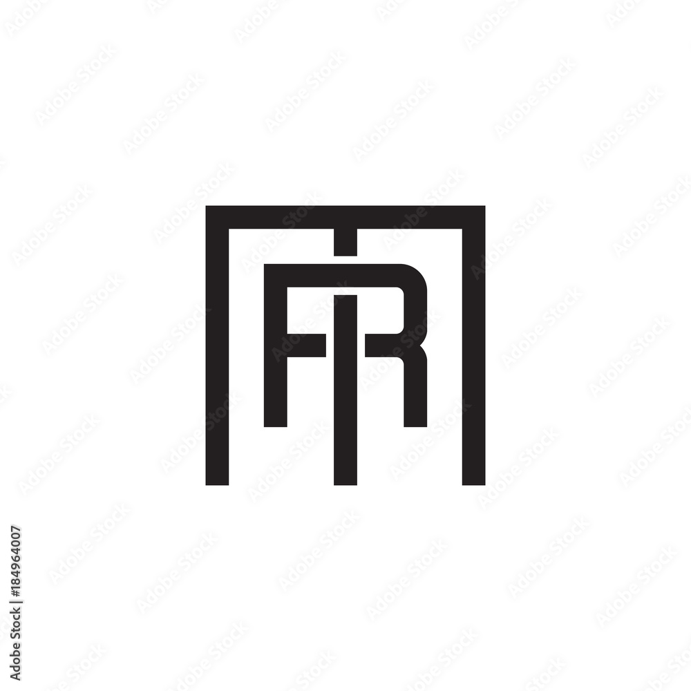 Initial letter M and R, MR, RM, overlapping R inside M, line art logo ...
