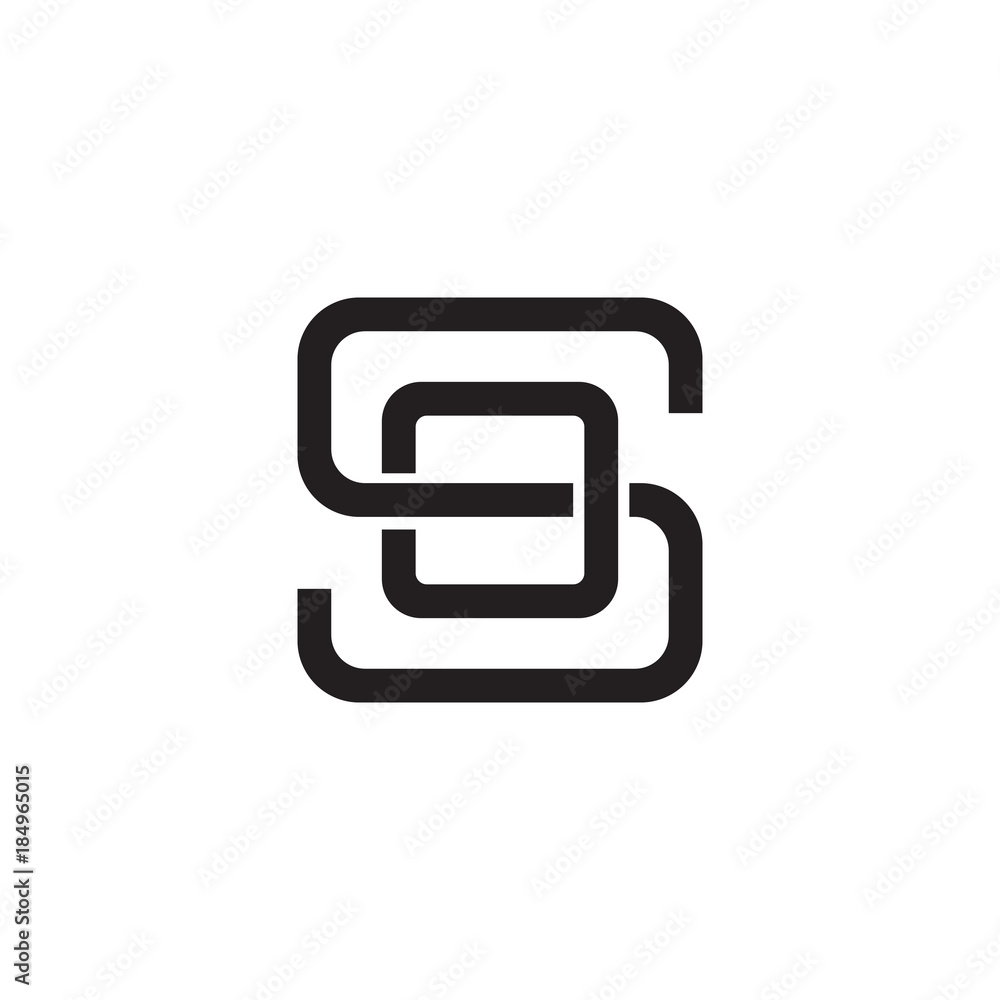 Initial letter S and O, SO, OS, overlapping O inside S, line art logo ...