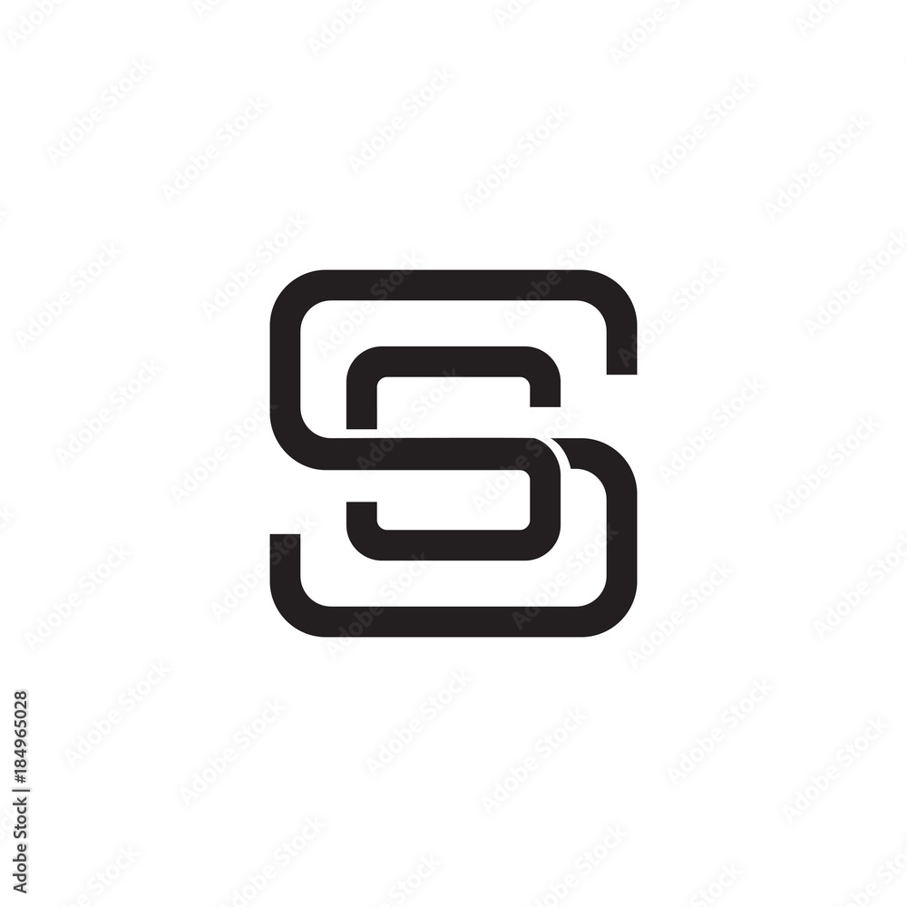 Initial letter S and S, SS, overlapping S inside S, line art logo ...