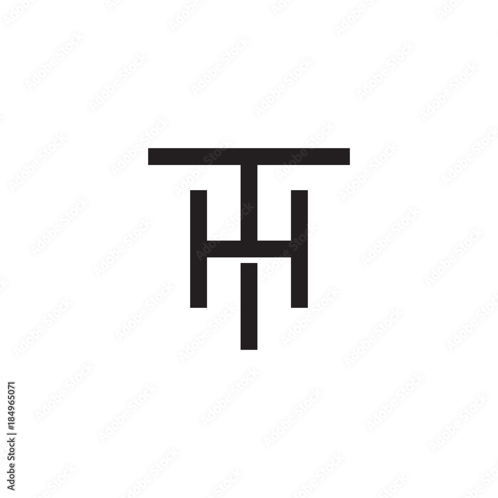 Initial letter T and H, TH, HT, overlapping H inside T, line art logo ...