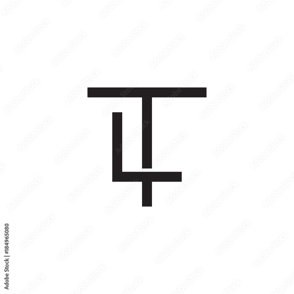 Initial letter T and L, TL, LT, overlapping L inside T, line art logo ...