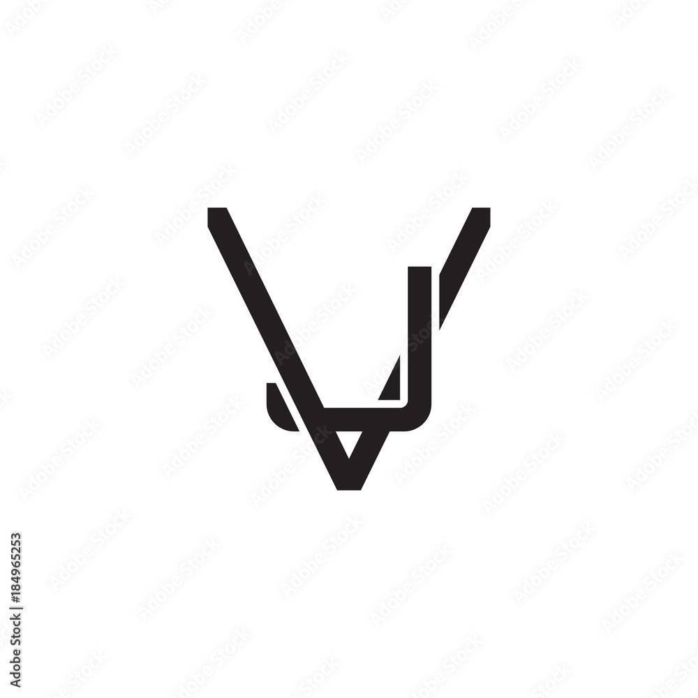 Initial letter V and J, VJ, JV, overlapping J inside V, line art logo ...