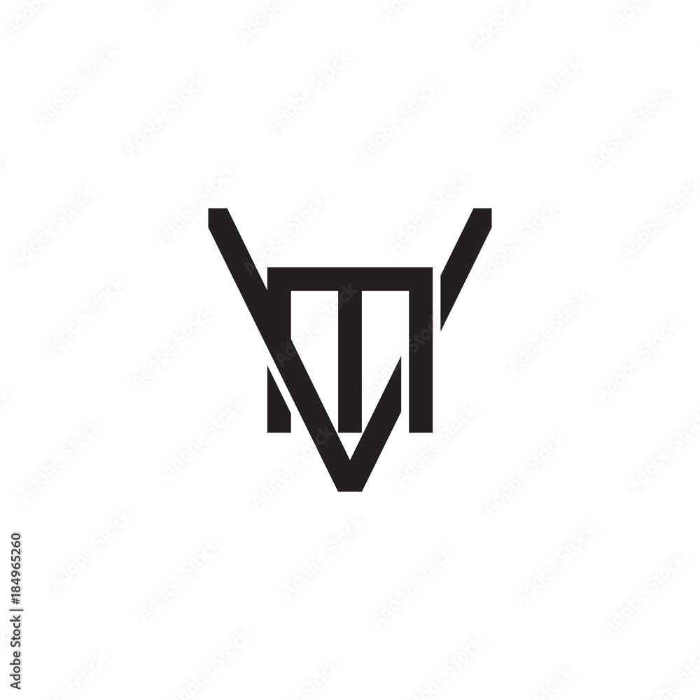 Initial letter V and M, VM, MV, overlapping M inside V, line art logo ...
