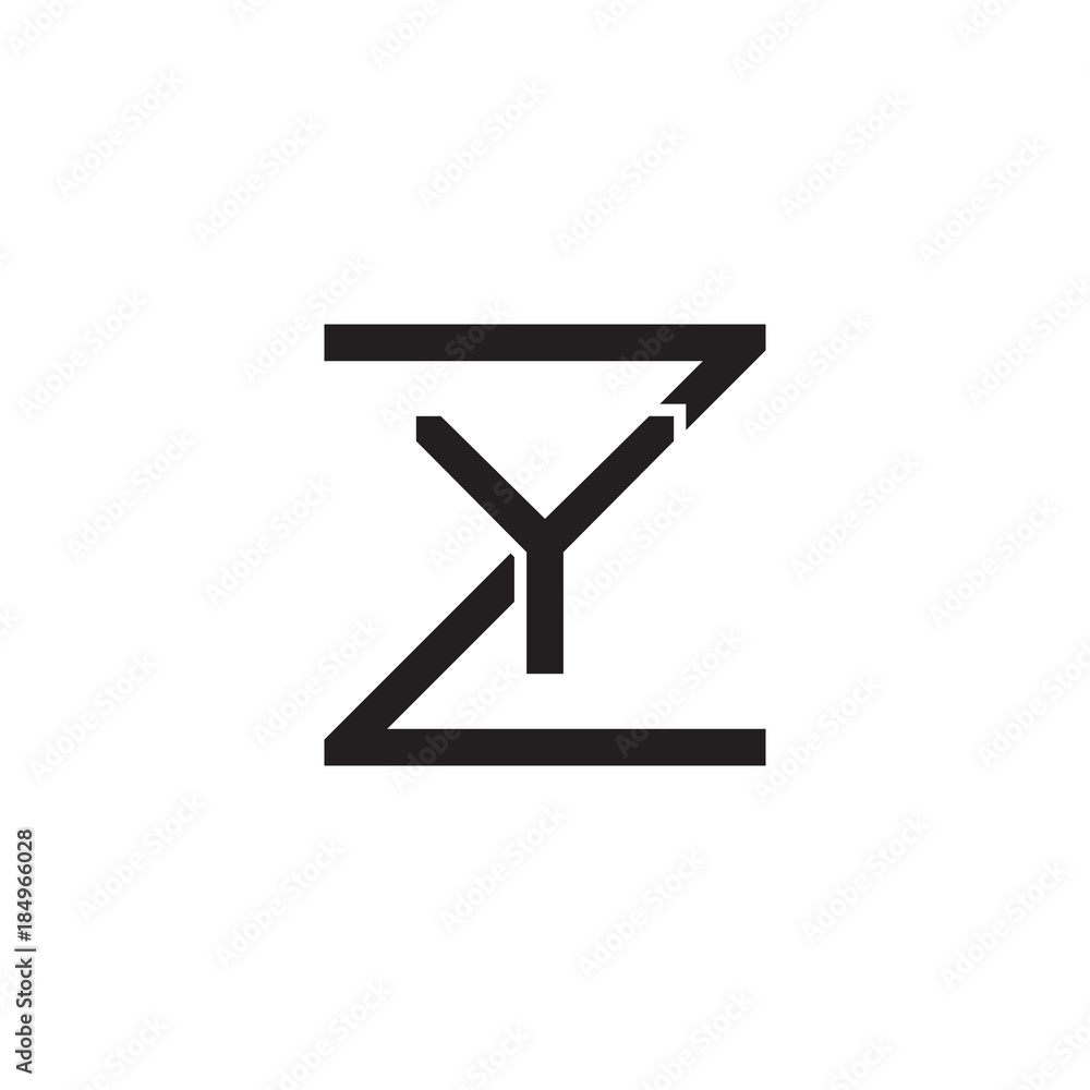 Initial letter Z and Y, ZY, YZ, overlapping Y inside Z, line art logo ...
