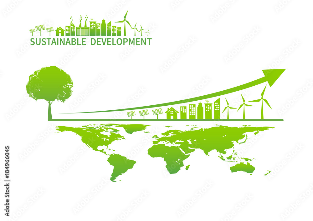 Sustainable development concept with growth chart for business ...