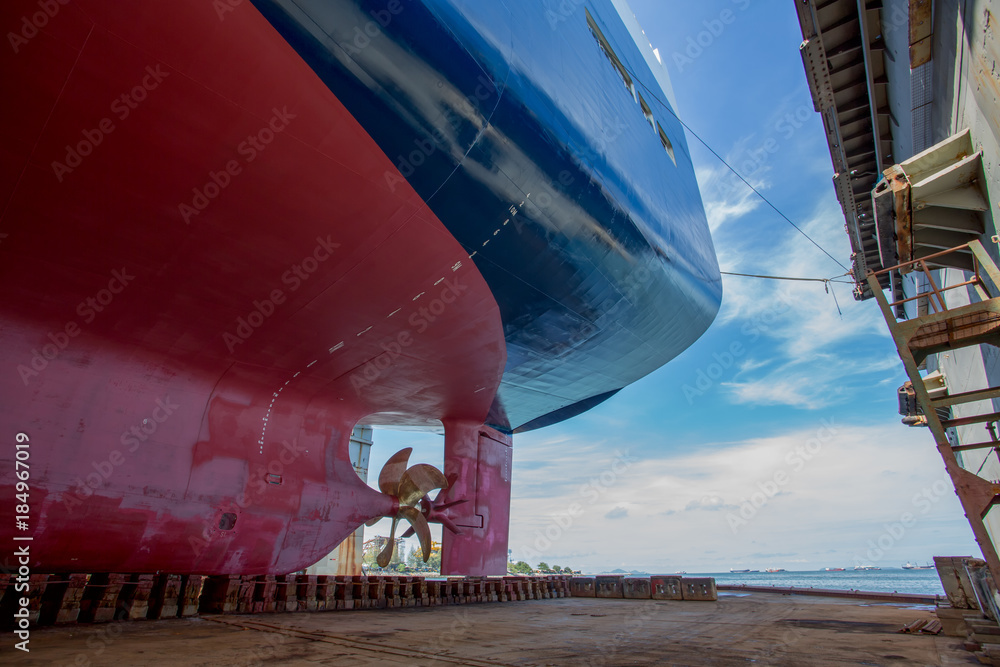 Vessel on dock stern part Stock Photo | Adobe Stock