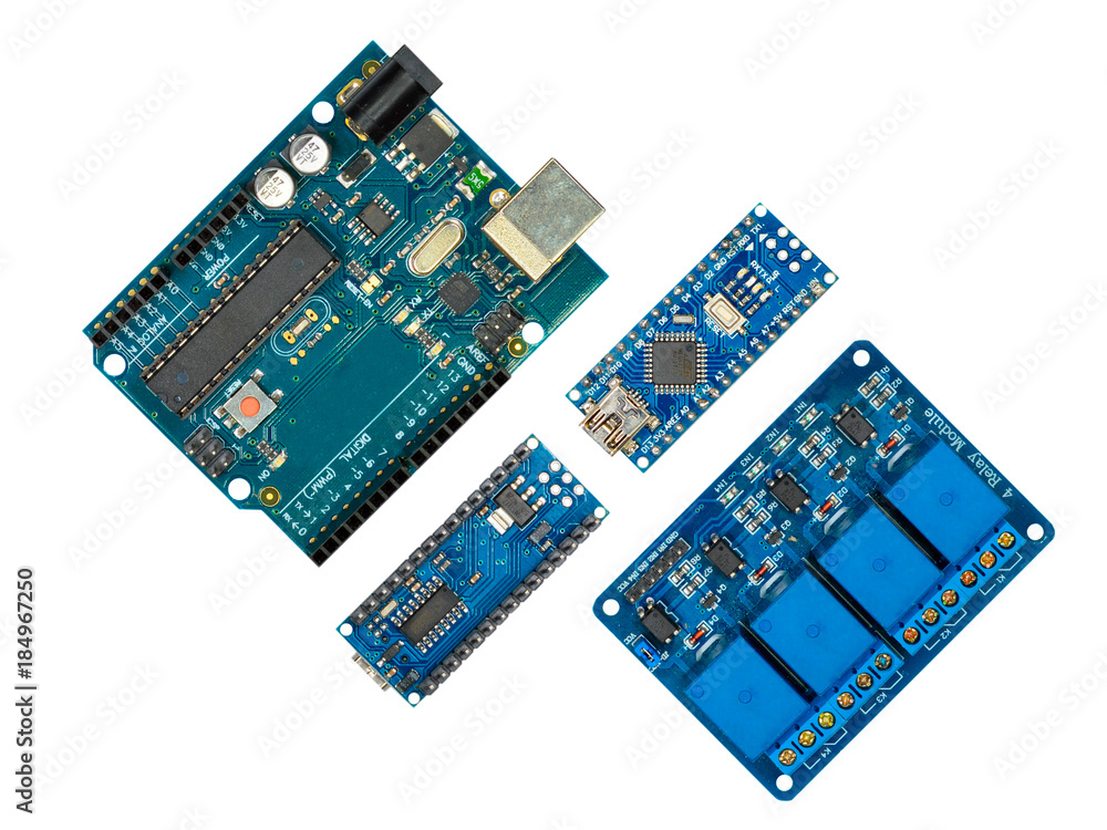 Photo of Arduino UNO board and relay module Stock Photo | Adobe Stock
