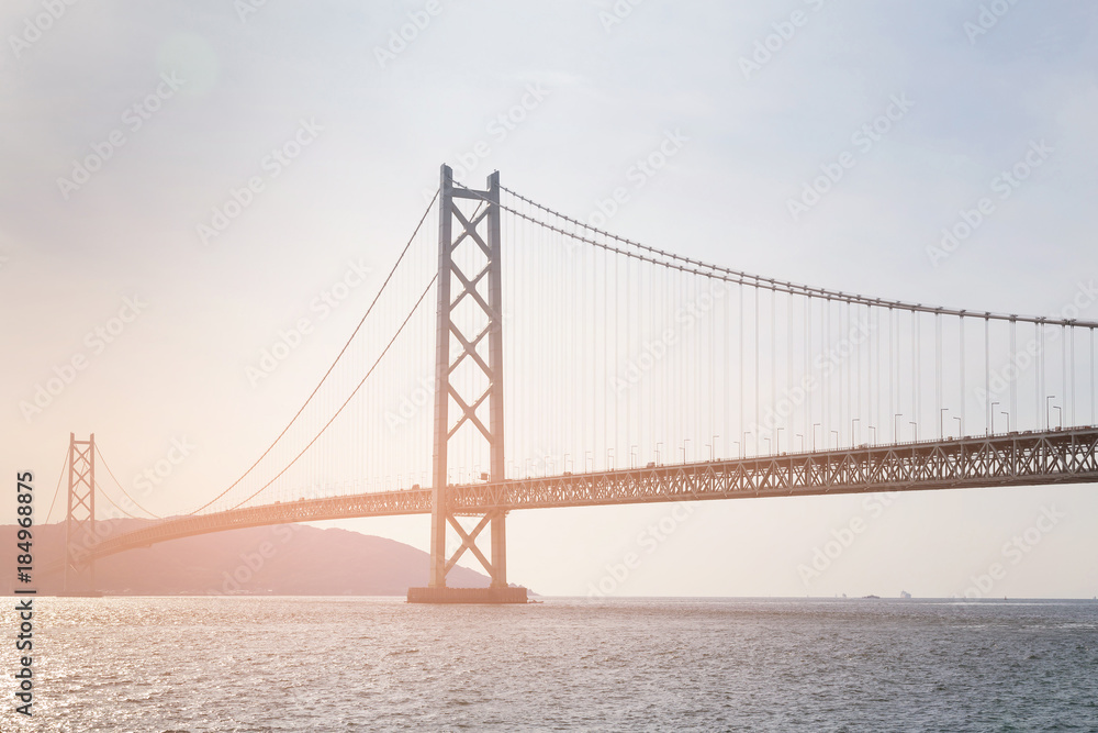 Akashi suspension bridge the longest bridge in Japan cross sea in Kobe ...