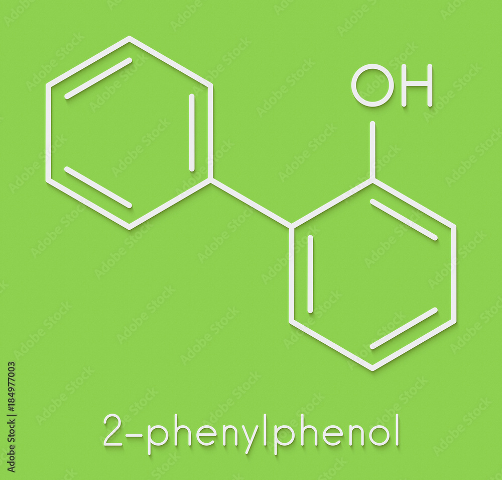 2-phenylphenol preservative molecule. Biocide used as food additive ...