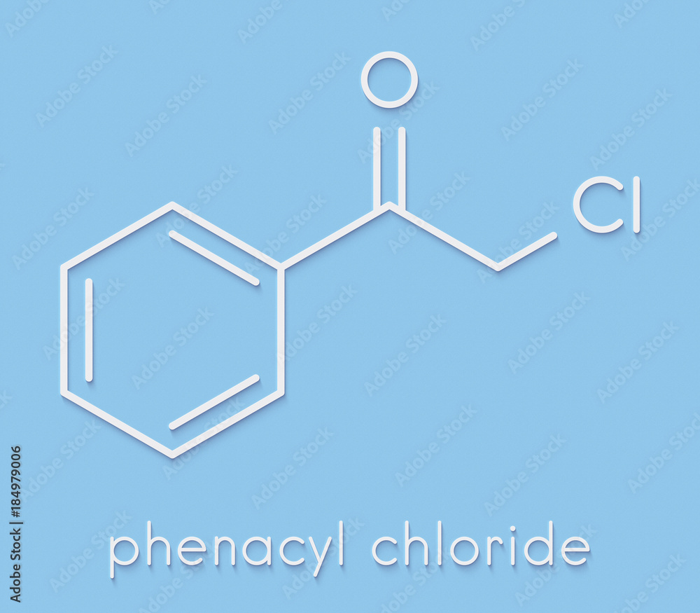 Phenacyl chloride (CN) tear gas molecule. Skeletal formula. Stock ...