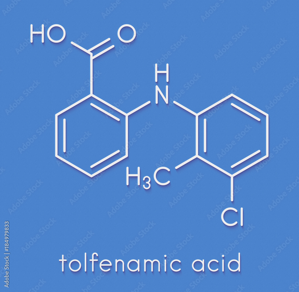Tolfenamic acid NSAID drug. Used in treatment of inflammation and ...