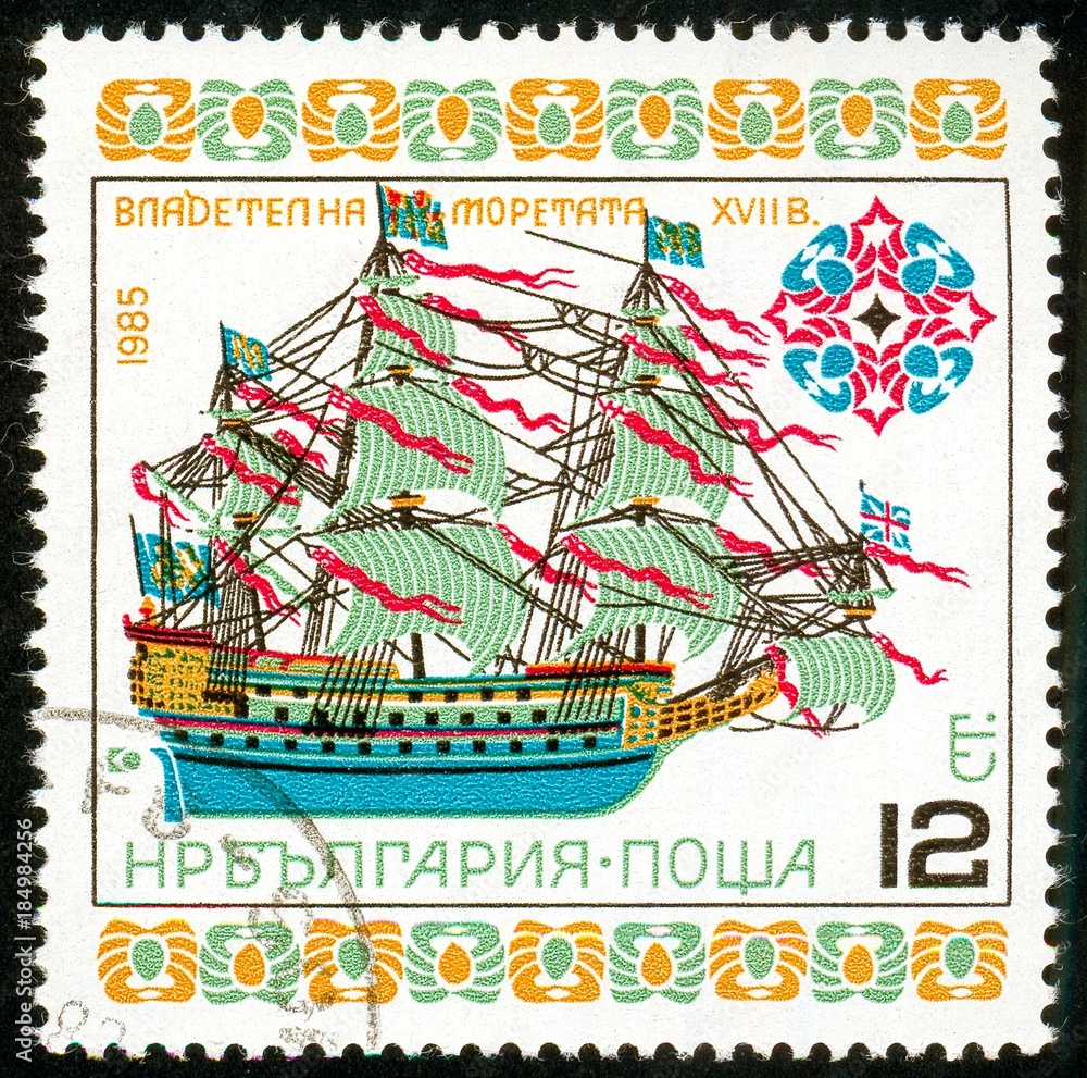 UKRAINE - circa 2017: A postage stamp printed in Bulgaria shows British ...